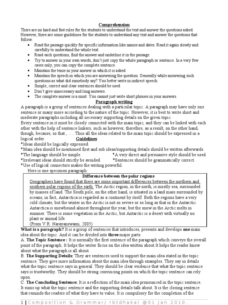 Composition and Grammar Outlines and Exercises For Secondary Level ...