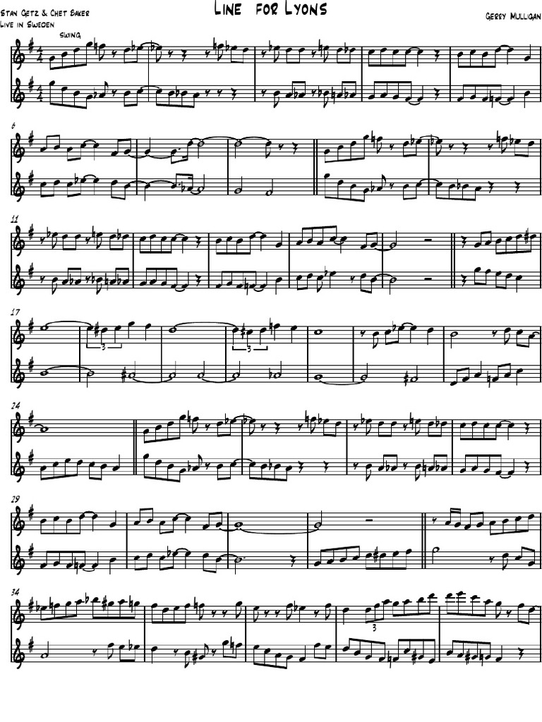 Line For Lyons (Stan Getz and Chet Baker) | PDF
