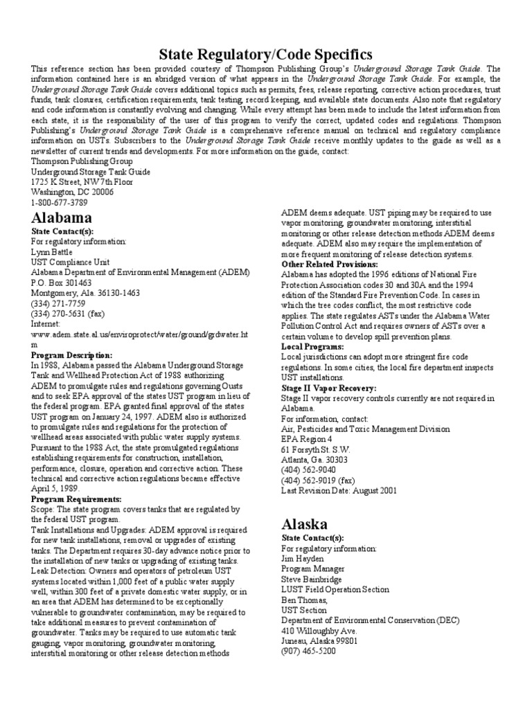 State by State UST Guide | PDF | Heating Oil | United States ...