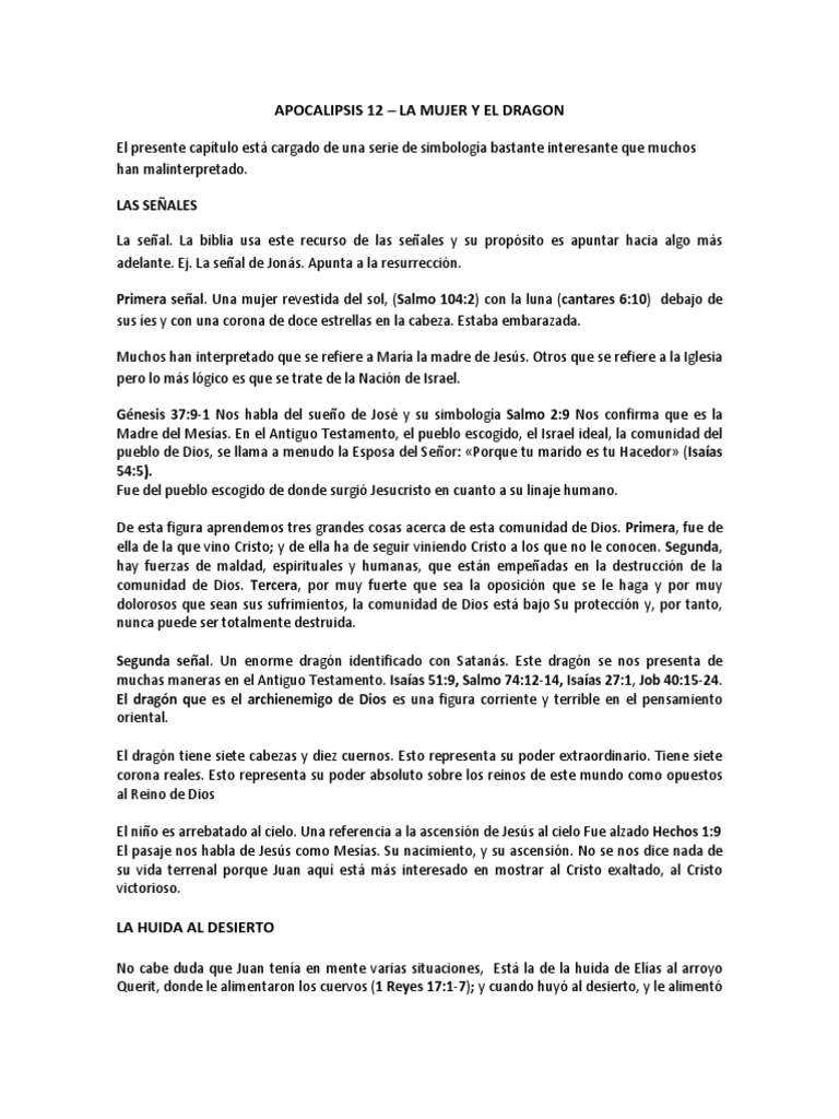 La Mujer y el Dragón en Apocalipsis 12 | PDF | Satán | Miguel (Arcángel)