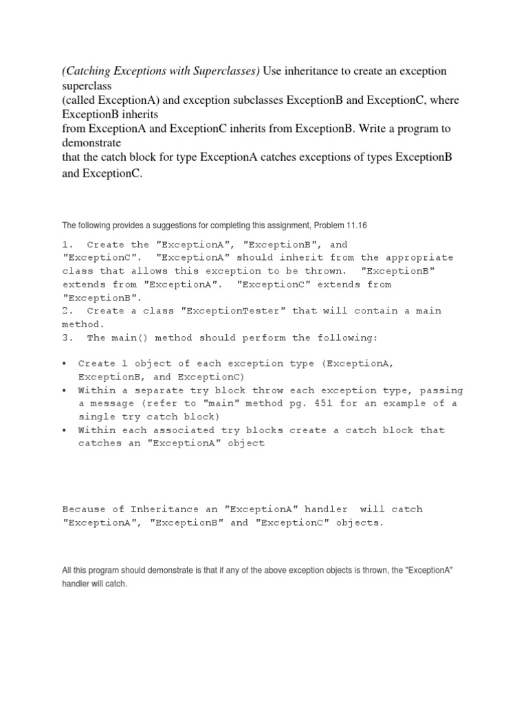 Catching Exceptions With Superclasses | PDF | Technology & Engineering