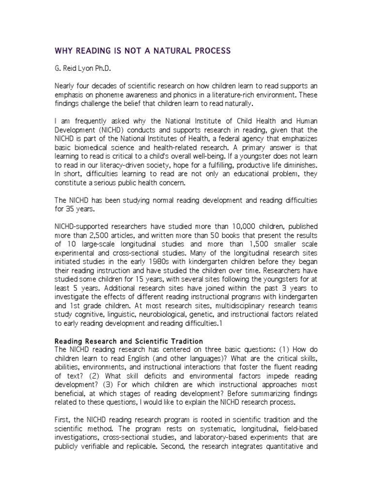 Reading: An Unnatural Learning Process | PDF | Learning To Read ...