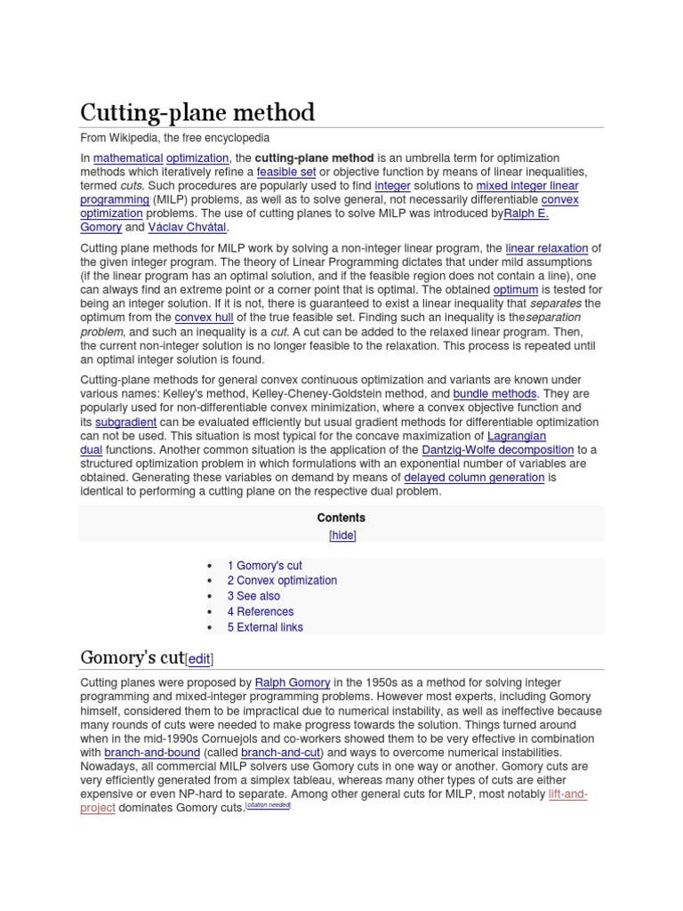 Cutting-Plane Method: Gomory's Cut | PDF | Linear Programming | Process Management