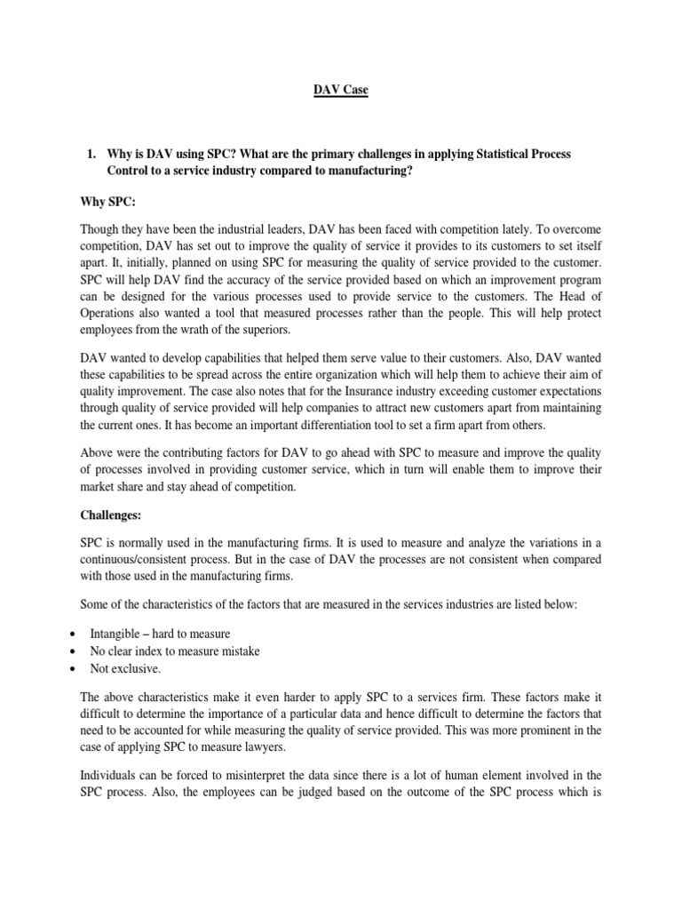 DAV Case | PDF | Errors And Residuals | Quality (Business)