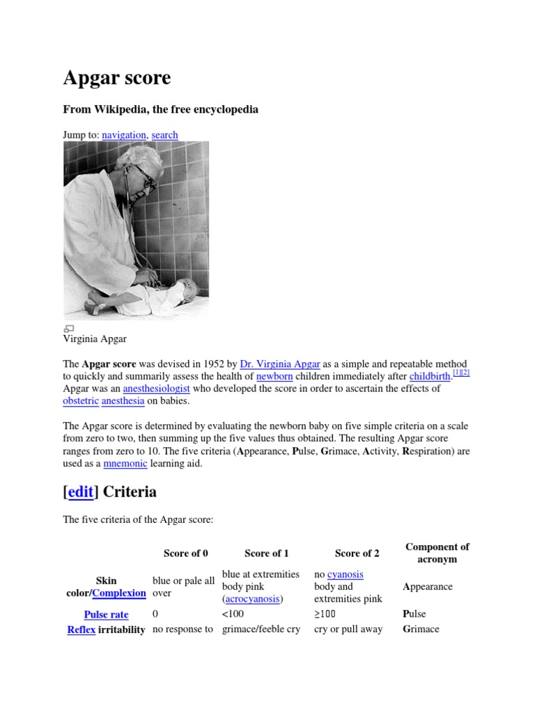 Apgar Score | PDF | Medical Specialties | Medicine