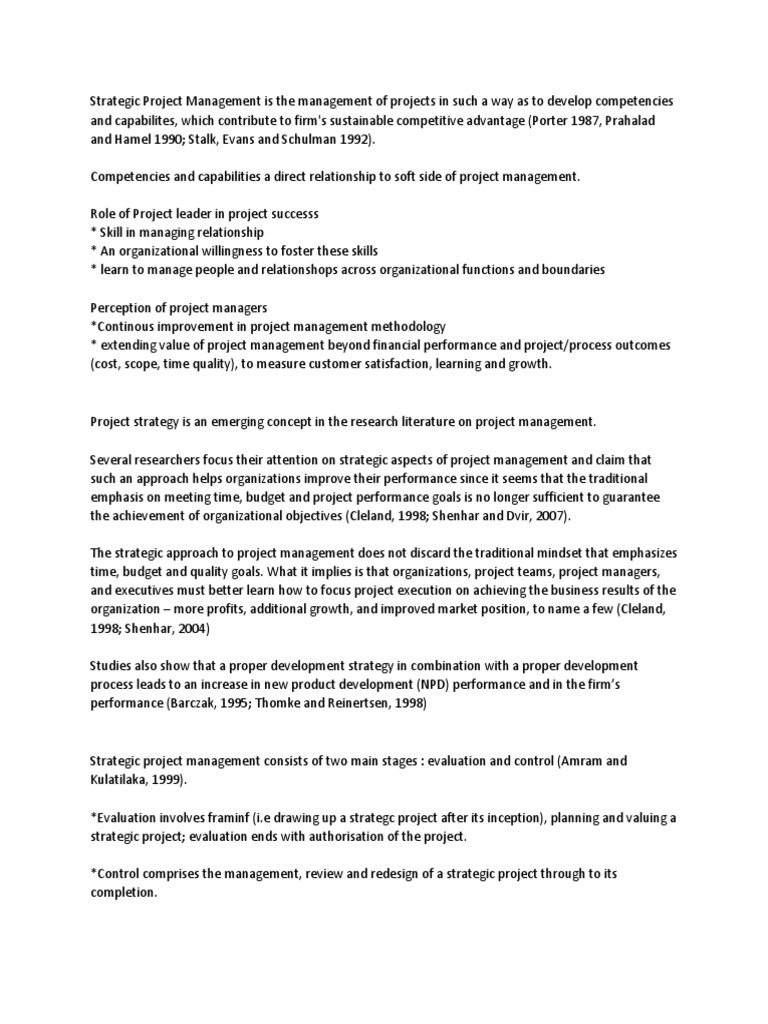 Strategic Project Management | PDF | Strategic Management | Project ...