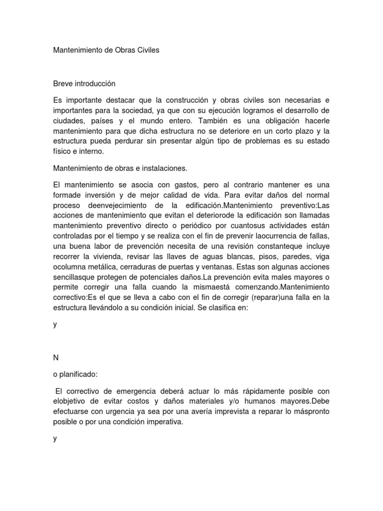 Mantenimiento de Obras Civiles | PDF | Science | Ingeniería
