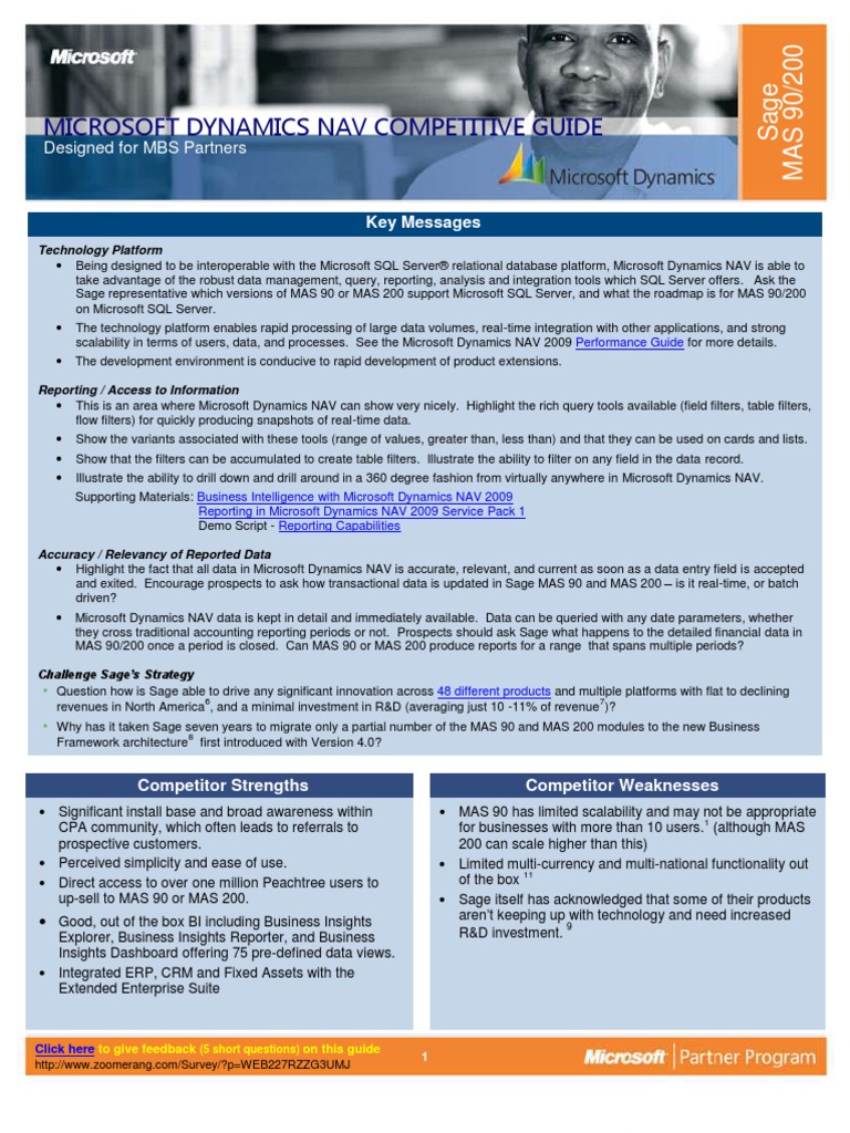 Dynamics NAV Vs Sage MAS 90 Competitive | PDF | Microsoft Dynamics Nav ...