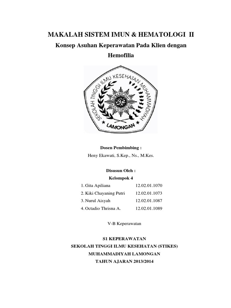 Konsep Asuhan Keperawatan Pada Pasien Dengan Hemofilia | PDF | Sains & Matematika | Kesehatan ...