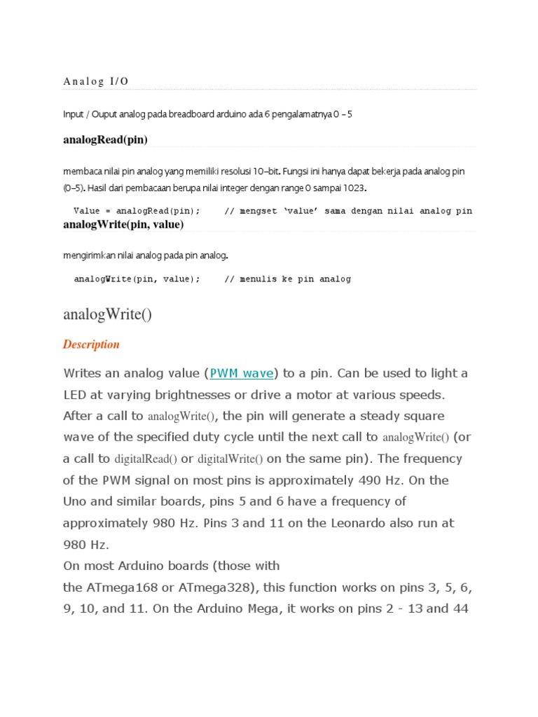 Analog | PDF | Parameter (Computer Programming) | Arduino