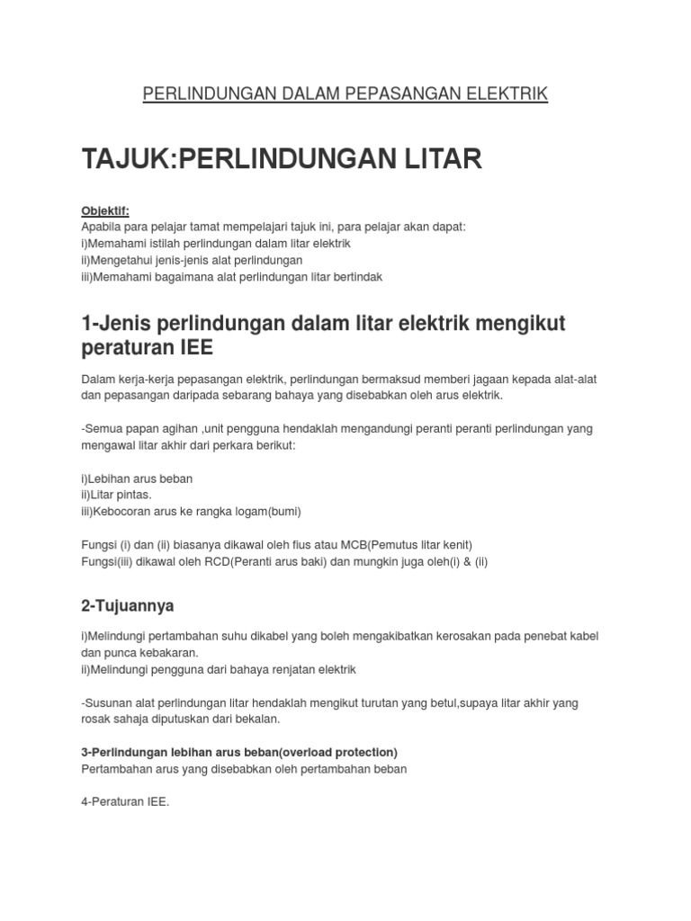 Perlindungan Dalam Pepasangan Elektrik | PDF | Sains & Matematika ...