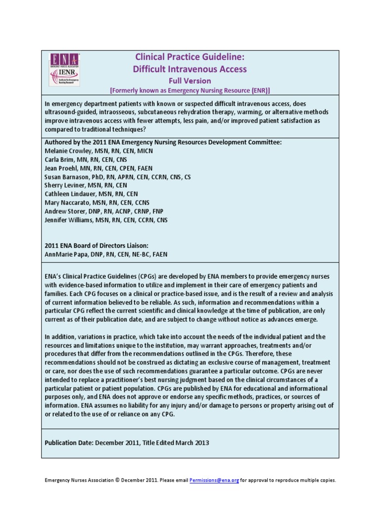 Difficult IV Access C PG | Intravenous Therapy | Pharmaceutical Drug