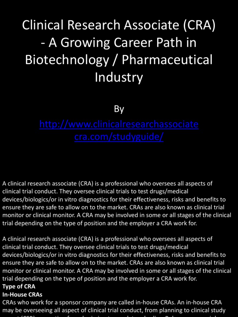 Clinical Research Associate (CRA) - A Growing Career Path in ...
