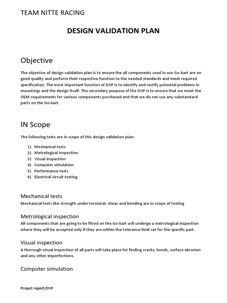 Design Validation Plan For Go Kart | PDF | Structural Load ...