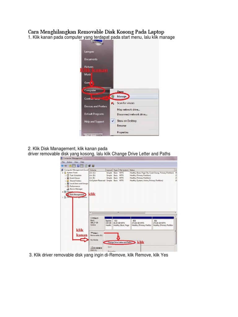 Cara Menghilangkan Removable Disk Kosong Pada Laptop | PDF