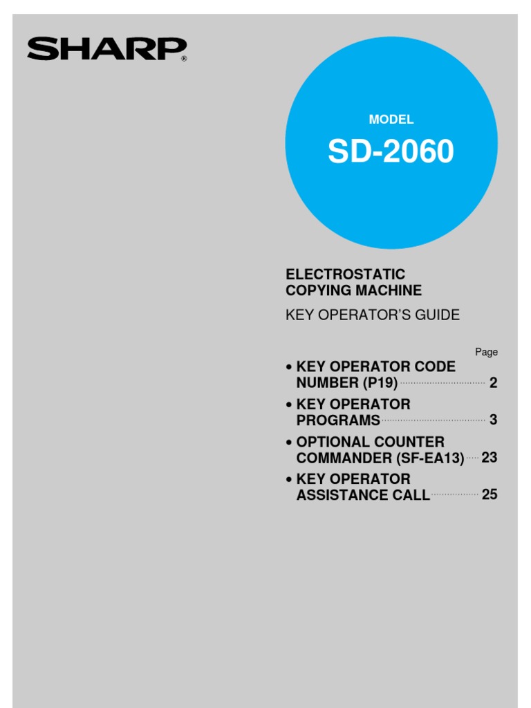 Electrostatic Copying Machine Key Operator's Guide - Key Operator Code ...