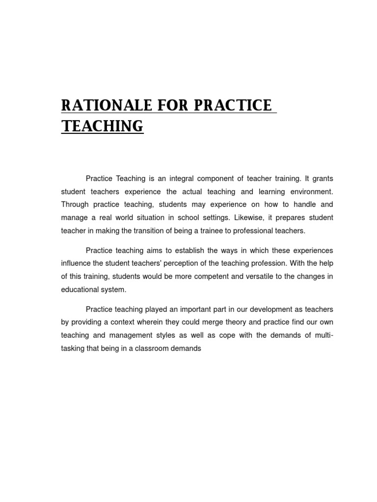 Rationale. Practice Teaching | PDF | Teacher Education | Teachers