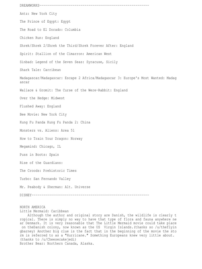 Disney-Dreamworks World Map Details | Download Free PDF | England ...