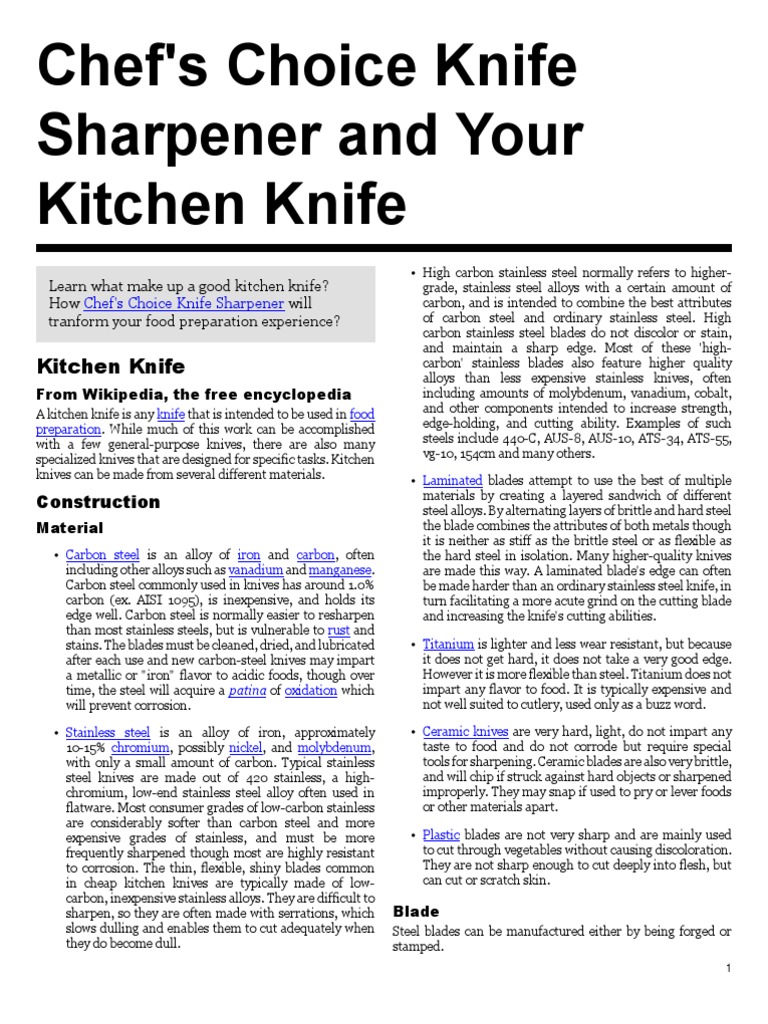 Chefs Choice Knife Sharpener and Your Kitchen Knife | PDF | Knife | Blade