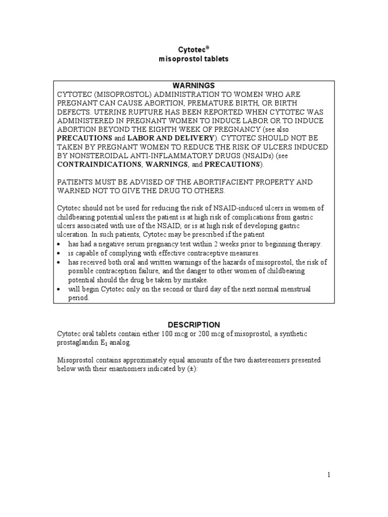 Cytotec® Misoprostol Tablets | PDF | Nonsteroidal Anti Inflammatory ...