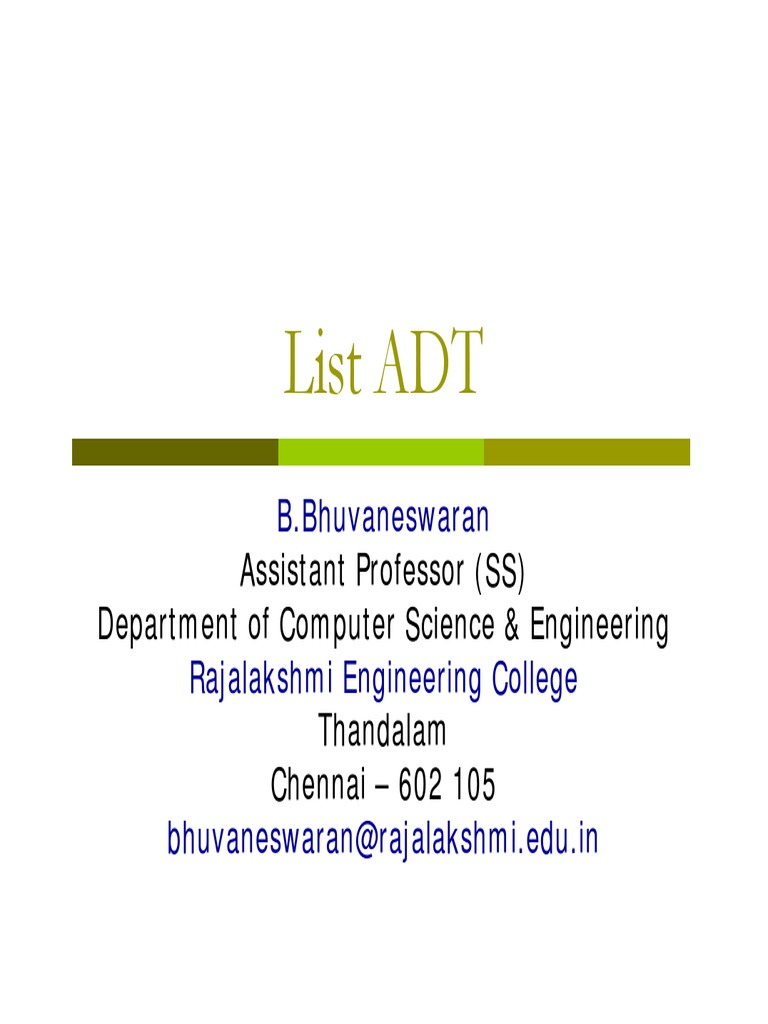 List Adt Array Data Structure Software Development