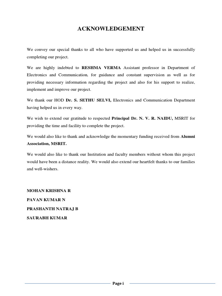 Acknowledgements | Microcontroller | Computer Engineering