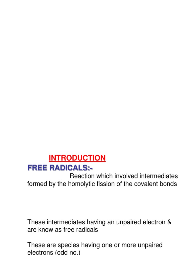 Free Radicals | PDF | Radical (Chemistry) | Chemical Reactions