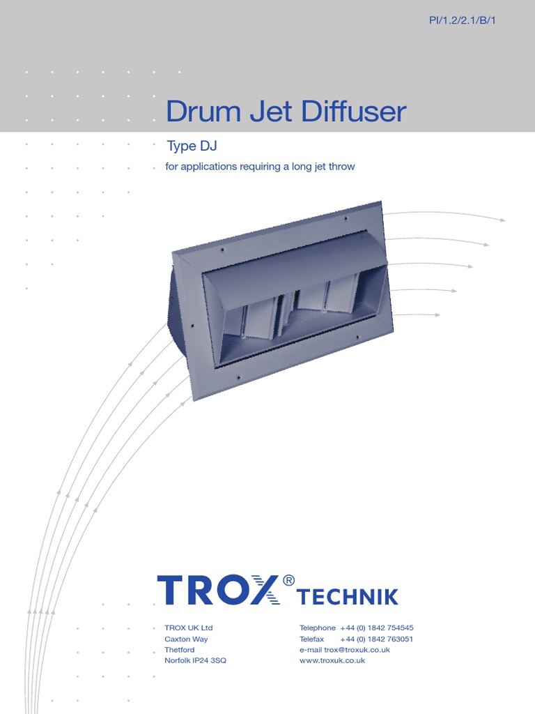 Trox-Drum Jet Diffusers | PDF | Duct (Flow) | Mechanical Engineering