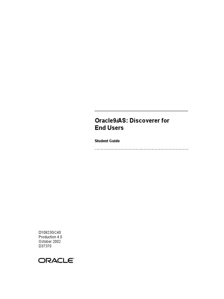 Oracle9iASDiscoverer End User | Download Free PDF | Oracle Database | Databases