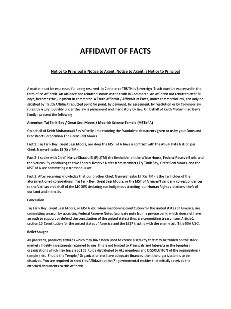 Affidavit of Facts | PDF | United States Constitution | Notary Public