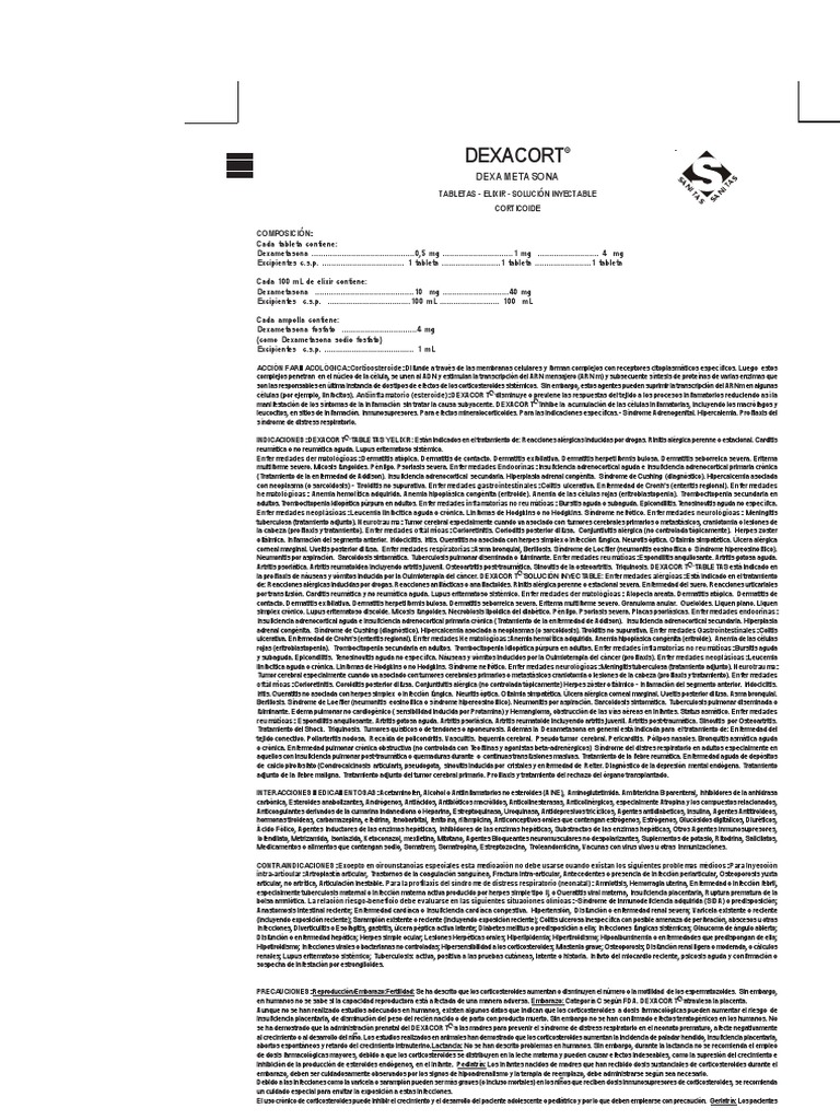 Dexacort Tabletas - Elixir - Solucion Inyectable | PDF ...