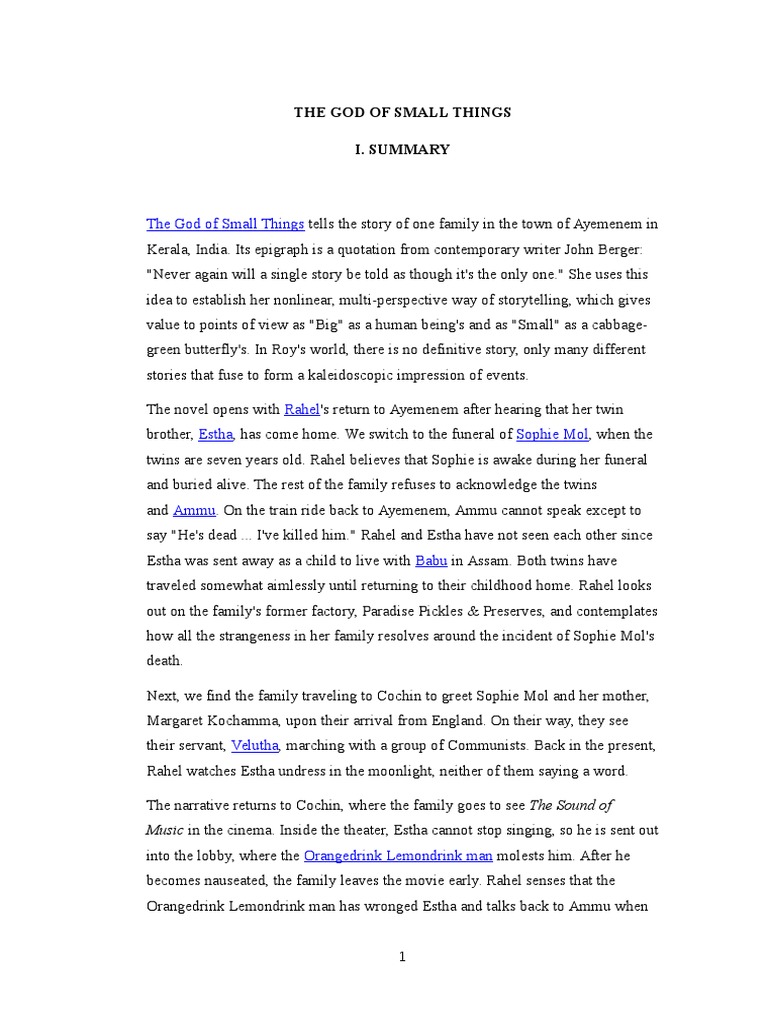 The God of Small Things Summary | PDF | Narrative