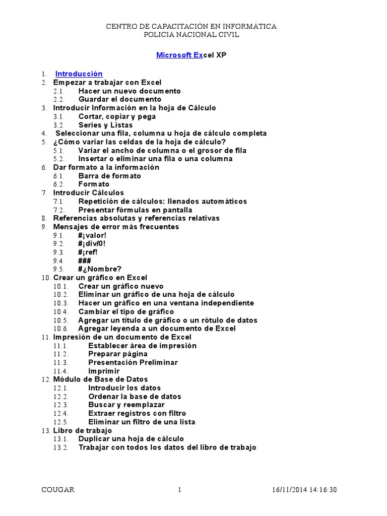 (Manuales) Tutorial Excel 2002 (Office XP) Desbloqueado | PDF | Hoja de cálculo | Microsoft Excel