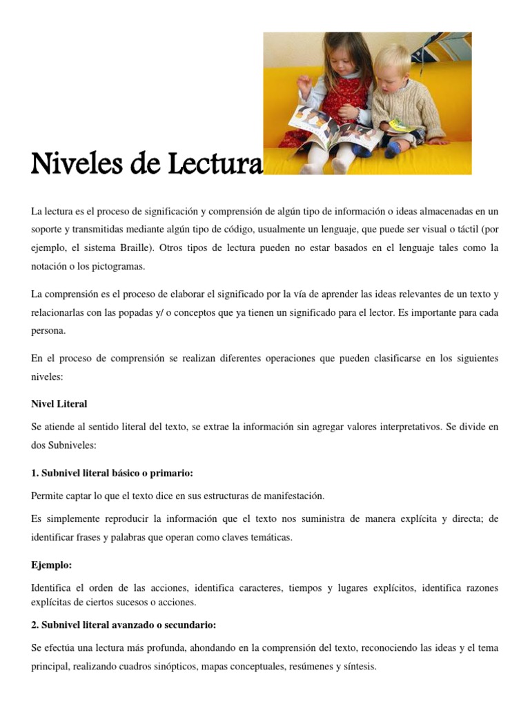 Niveles de Lectura | PDF | Lectura (proceso) | Comprensión
