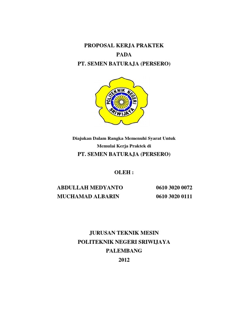 Proposal PT Semen Baturaja | PDF | Teknologi & Rekayasa