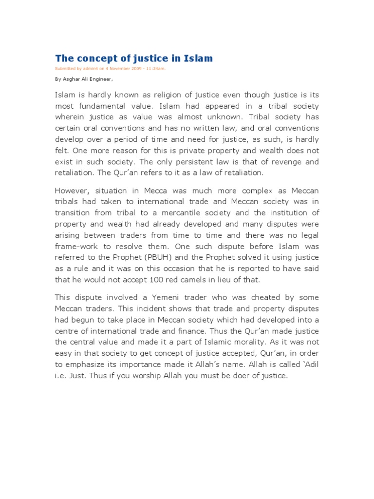 Concept of Justice in Islam - Asghar Ali Engineer | PDF | Marriage | Quran