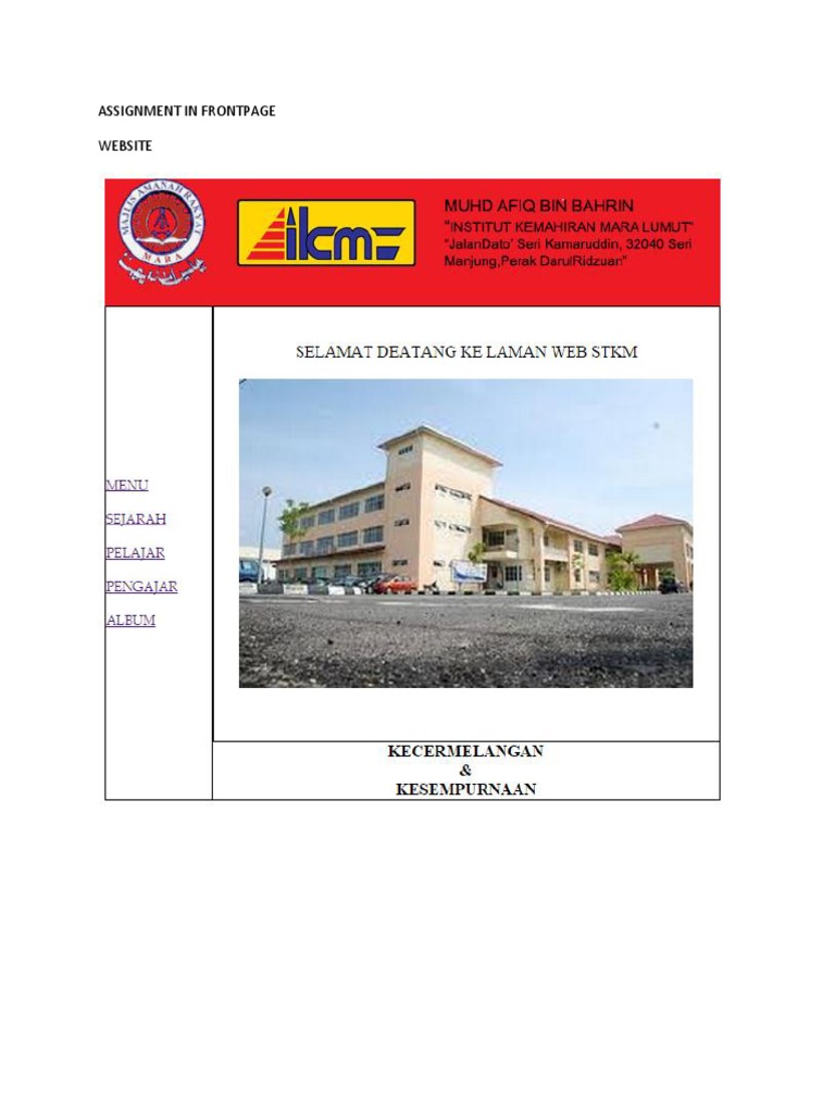 Assignment in Frontpage | PDF