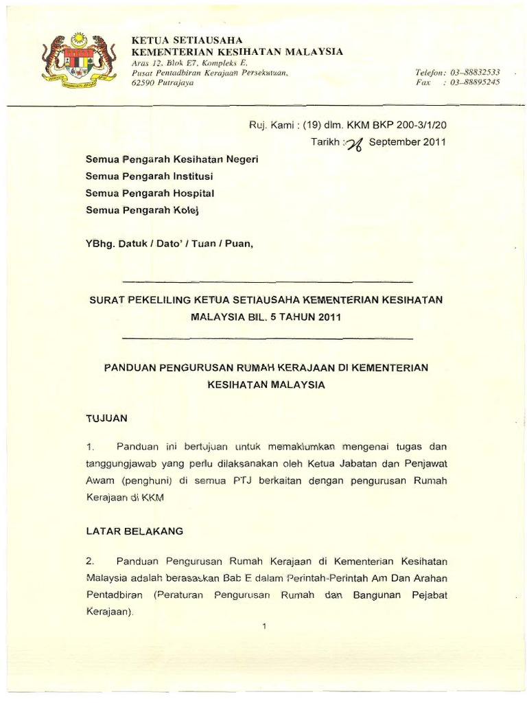 Surat Pekeliling KSU KKM Bil.5 Tahun 2011-2 | PDF