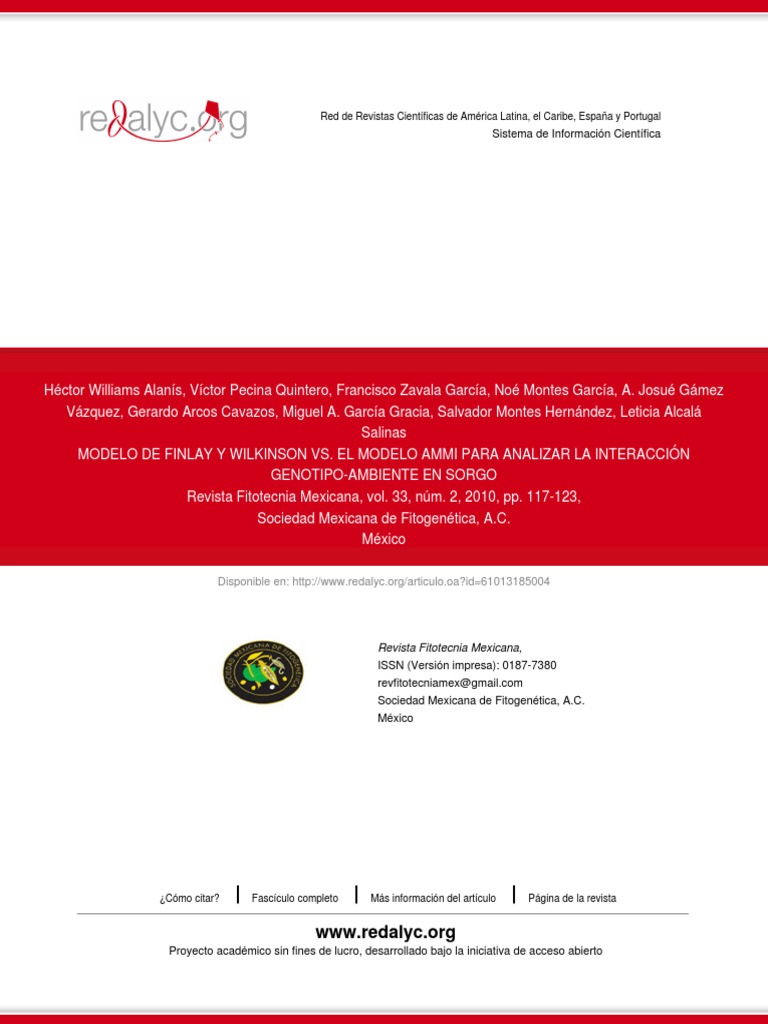 Modelo de Finlay y Wilkinson vs. El Modelo Ammi para Analizar La ...