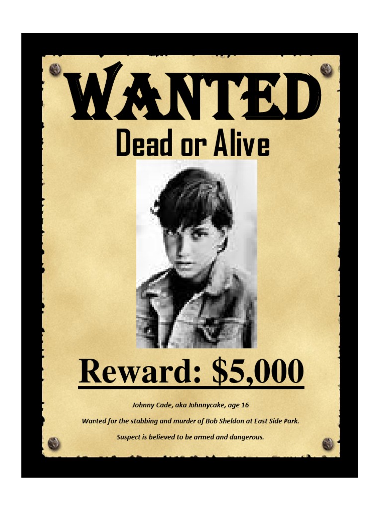 Johnny Cade Wanted Poster | PDF