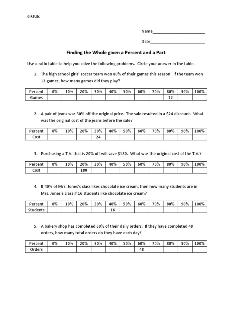 Find Whole Given and Part | PDF