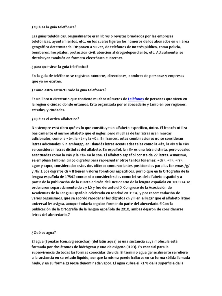 Qué Es La Guía Telefónica | PDF | Alfabeto | Ortografía