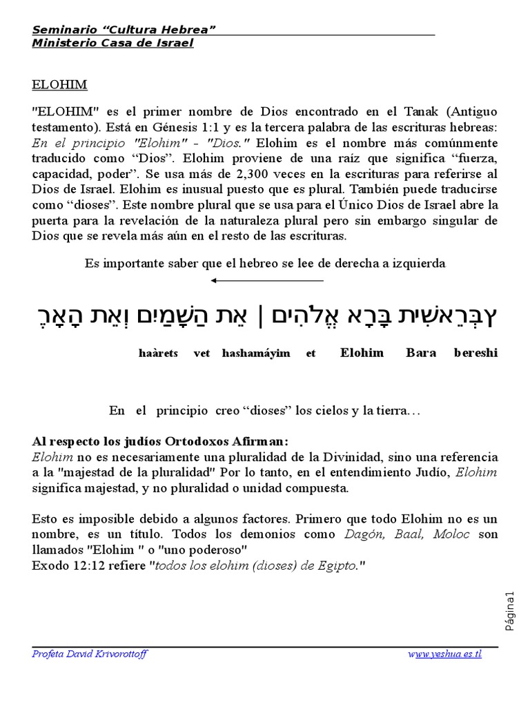 Significado y Uso de Elohim en la Biblia | PDF | Tetragrammaton | Trinidad