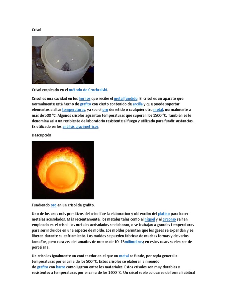 Descripción general del crisol, sus usos y aplicaciones en diferentes ...