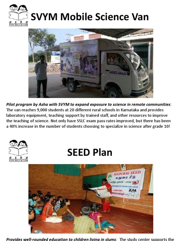 SVYM Mobile Science Van: Pilot Program by Asha With SVYM To Expand ...