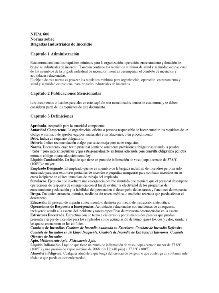 NFPA 600-Resumen | PDF | Simulación | Agua