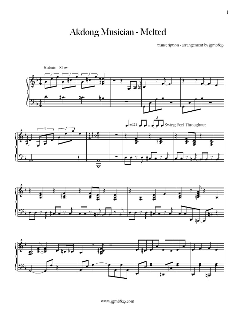 Akdong Musician 'Melted' Piano Sheet Music | PDF | Musical Compositions ...