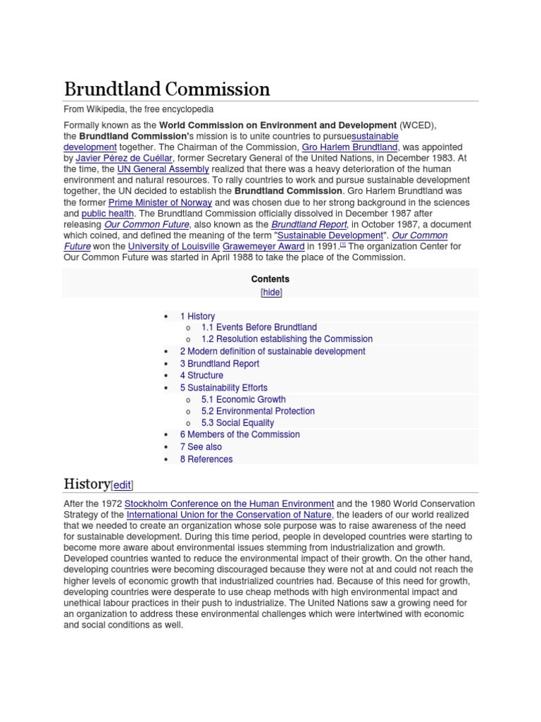 Brundtland Commission Pdf Sustainability Natural Environment
