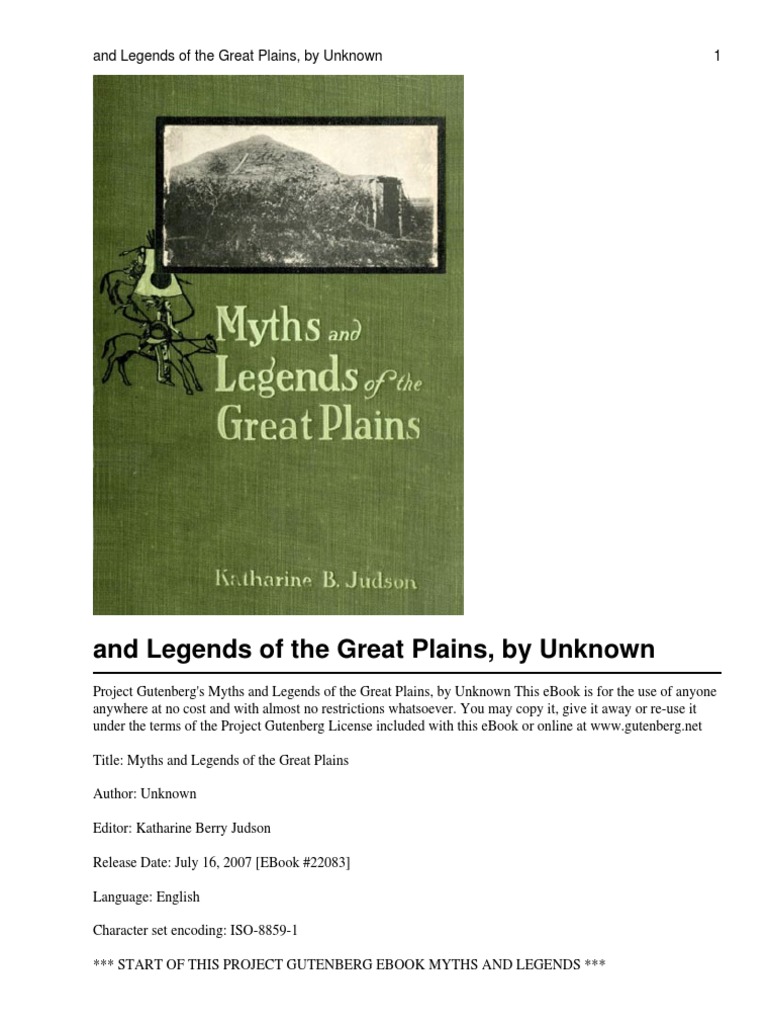 Myths and Legends of The Great Plains, by Unknown | PDF | Sioux | Arapaho