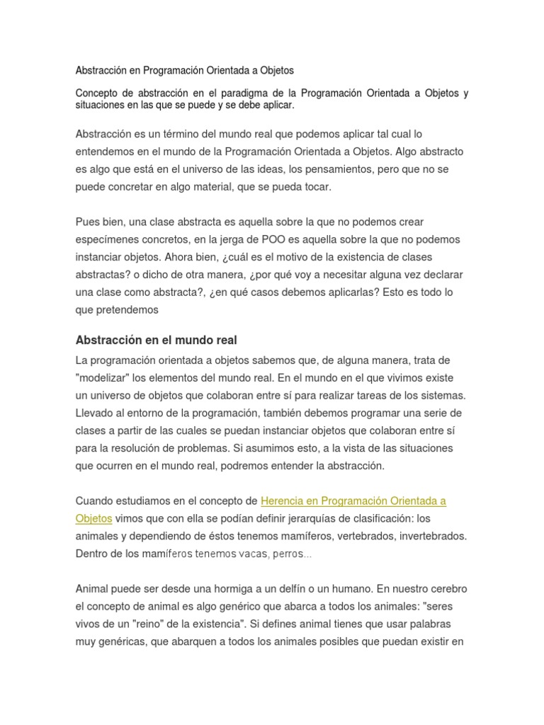 Abstracción en Programación Orientada A Objetos | PDF | Objeto ...